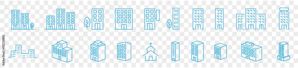 Simple black and white building icon set Stock Vector | Adobe Stock