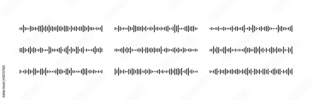 Voice social message. Audio sound waves. Media recording chart. Volume ...