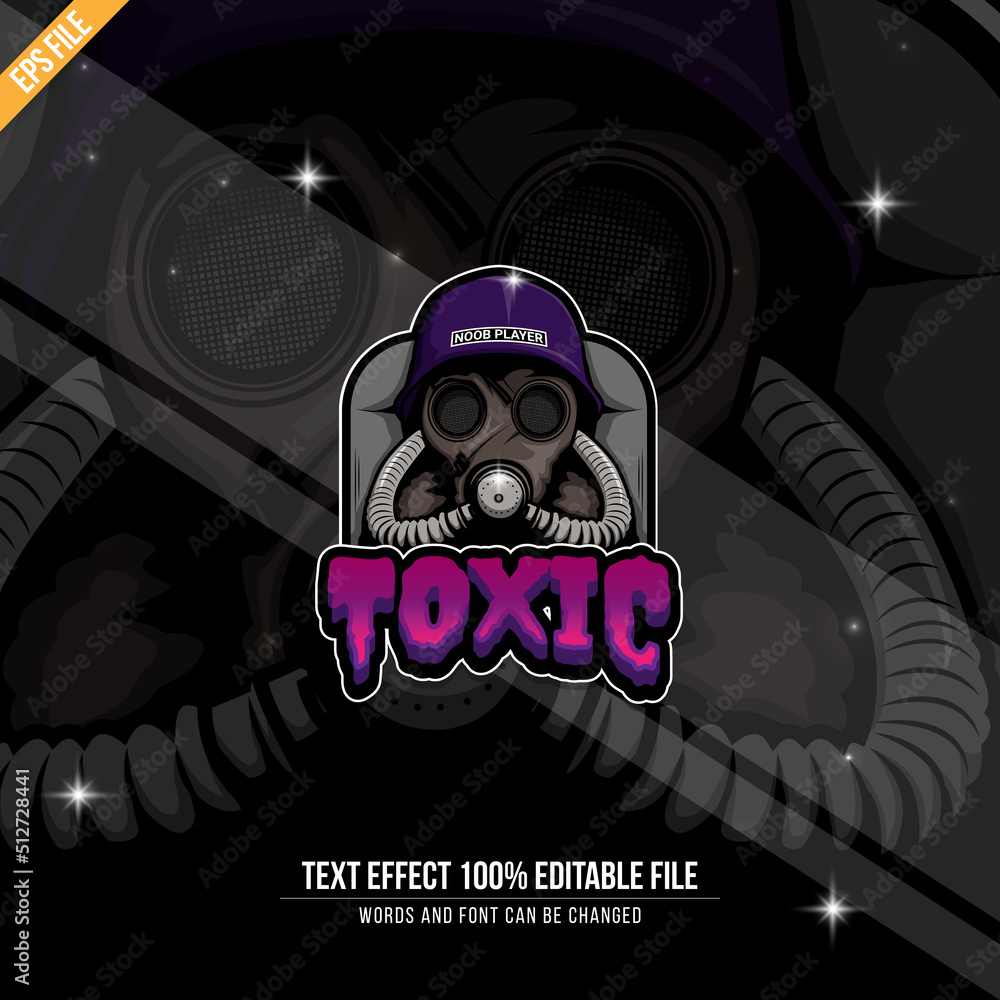 Editable Text Effect Esport Logo Team Toxic Squad Stock Vector | Adobe ...