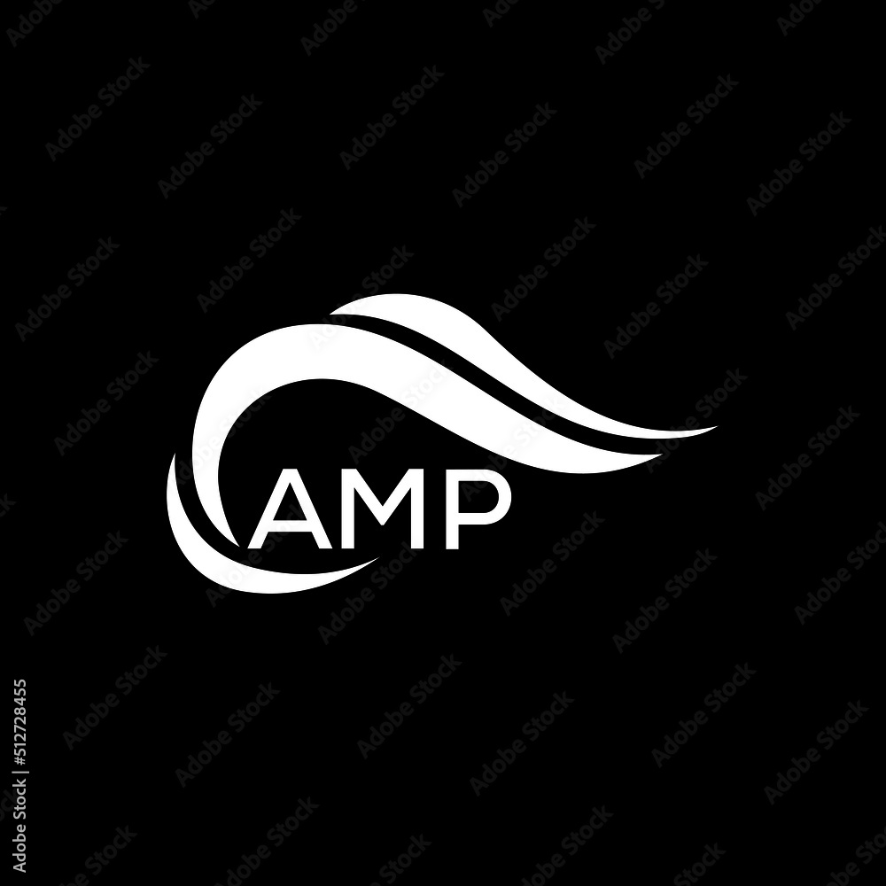 AMP letter logo. AMP best black background vector image. AMP Monogram ...