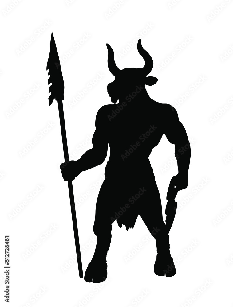 Greek mythology creature Minotaur vector silhouette illustration ...