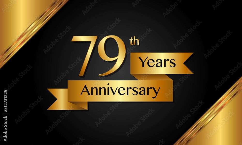 79th anniversary logo with golden ribbon for booklets, leaflets ...