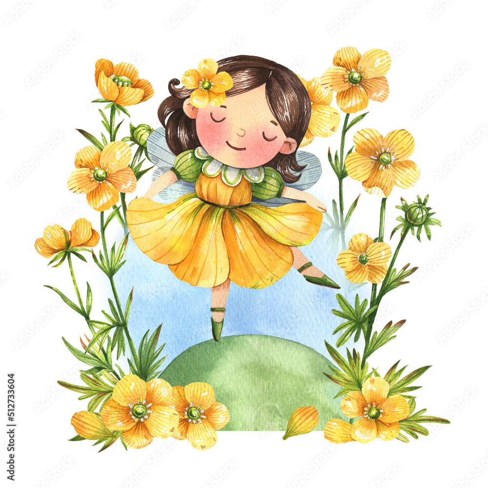 Kids In Flower Garden Clip Art