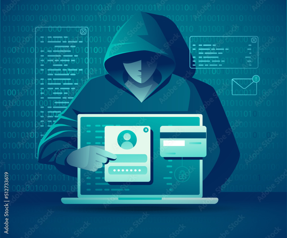 Hacking, phishing, and personal data stealing illustration concept ...