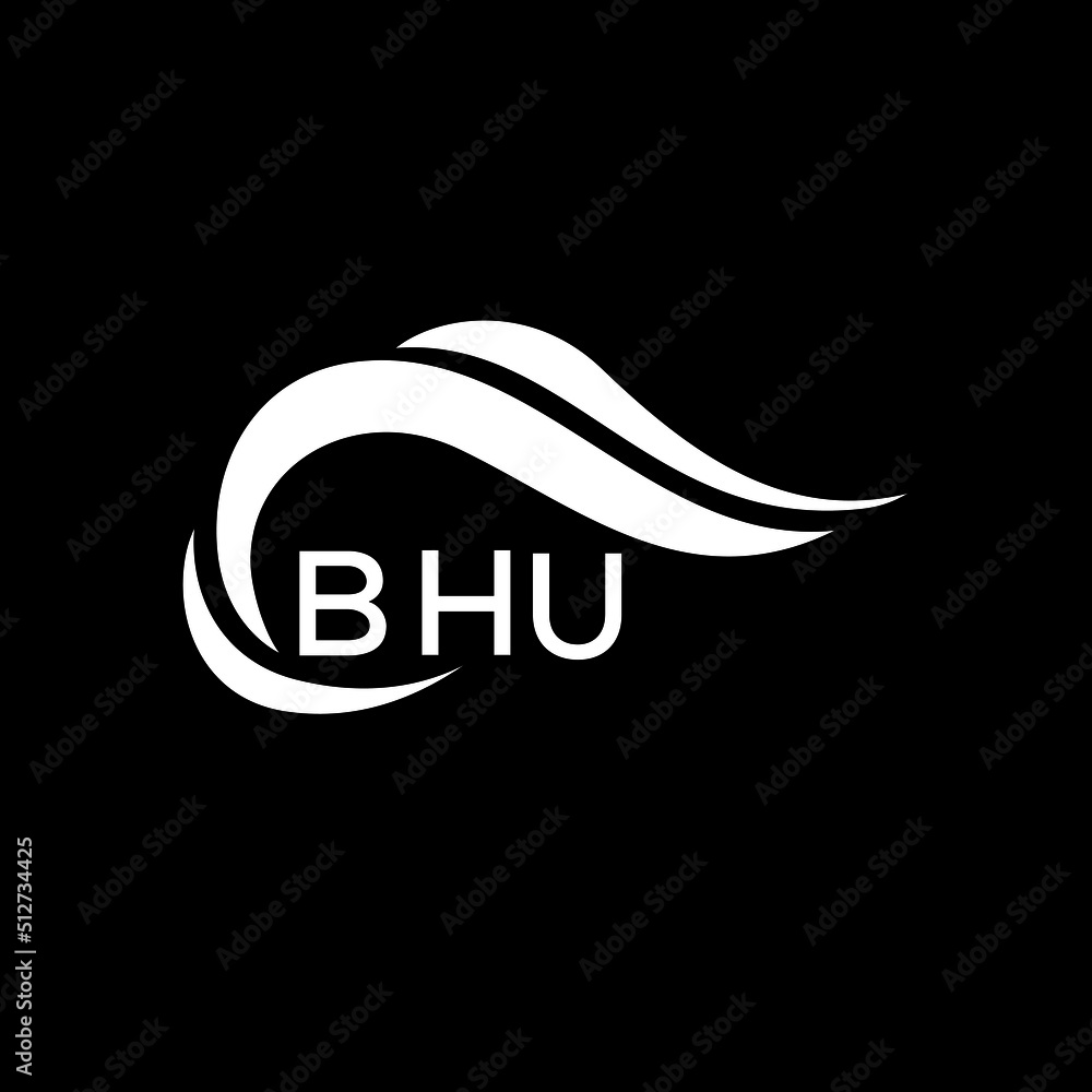 BHU letter logo. BHU best black ground vector image. BHU letter logo ...