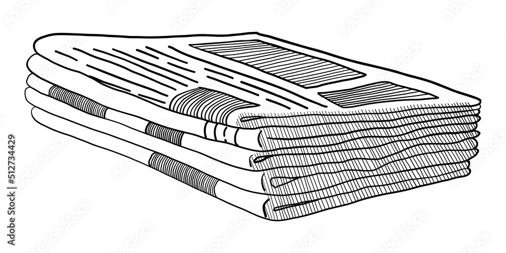 VECTOR STACK OF NEWSPAPERS ISOLATED ON A WHITE BACKGROUND. DOODLE ...