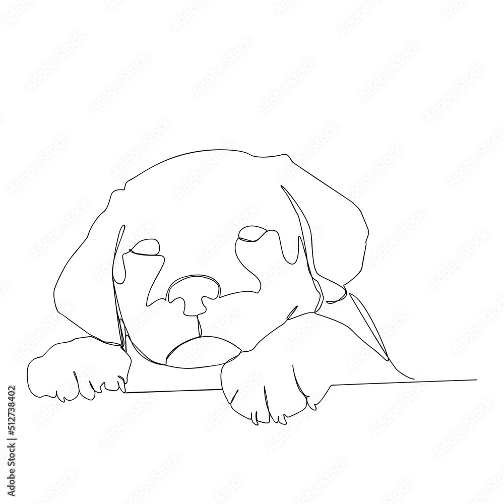 Vector image of an dog labrador on white background. One line drawing ...