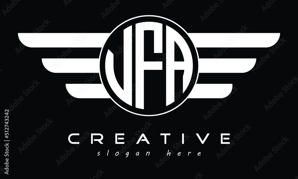 VFA three letter circle with wings logo design vector template ...
