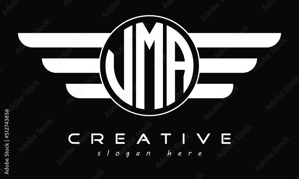 VMA three letter circle with wings logo design vector template ...
