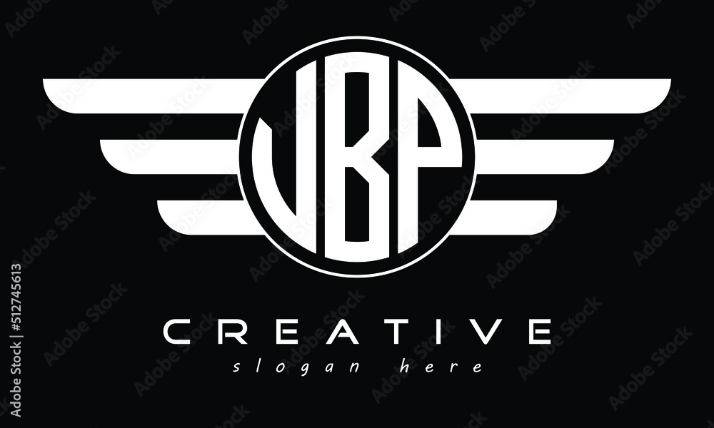 VBP three letter circle with wings logo design vector template ...