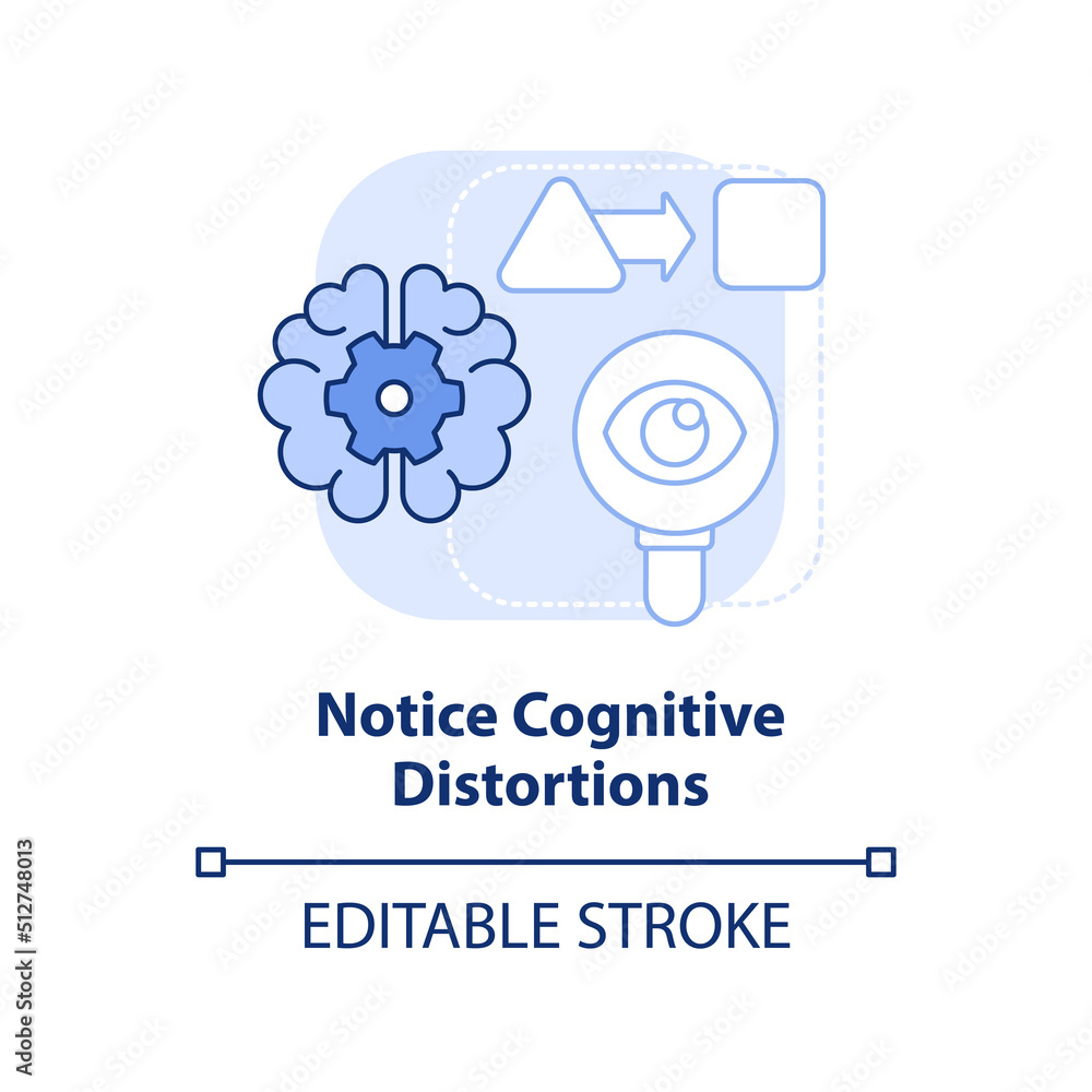 Póster Notice cognitive distortions light blue concept icon – Cuadro ...