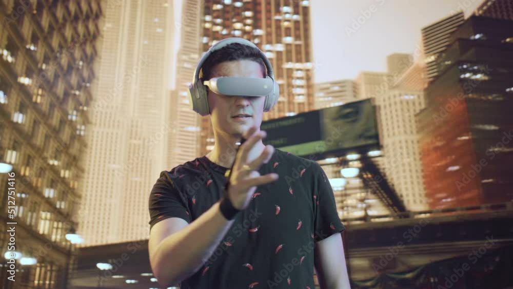 Metaverse Futuristic Cyber Technology Young Tech Designer Guy Using Ar ...