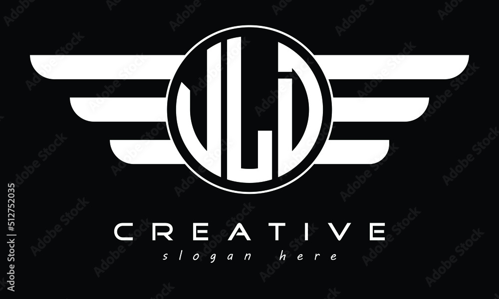 VLD three letter circle with wings logo design vector template ...
