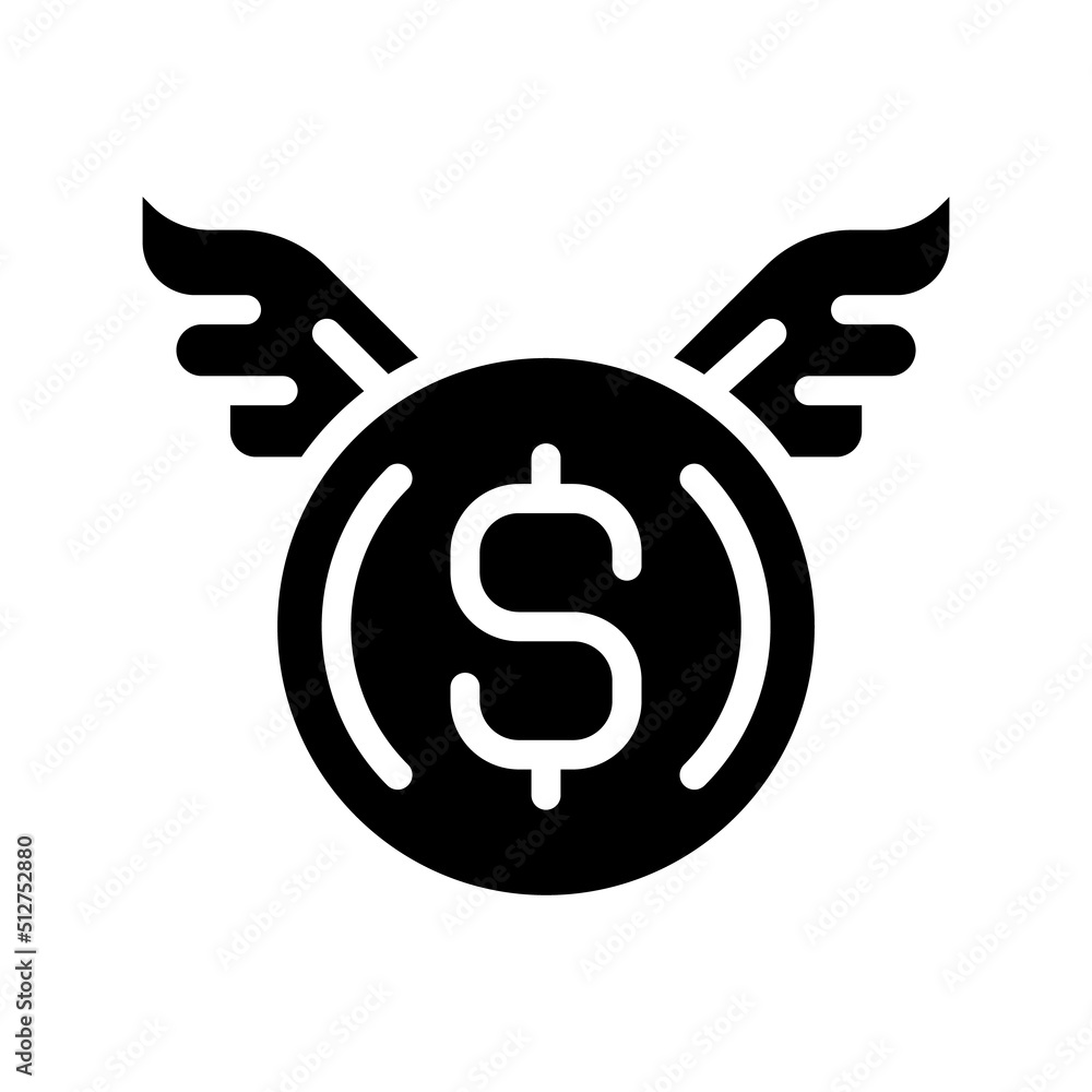 Donating money black glyph icon. Spending cash. Charitable organization ...