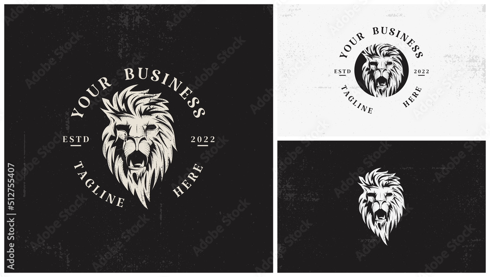 Classic lion face logo with circular lettering Stock Vector | Adobe Stock