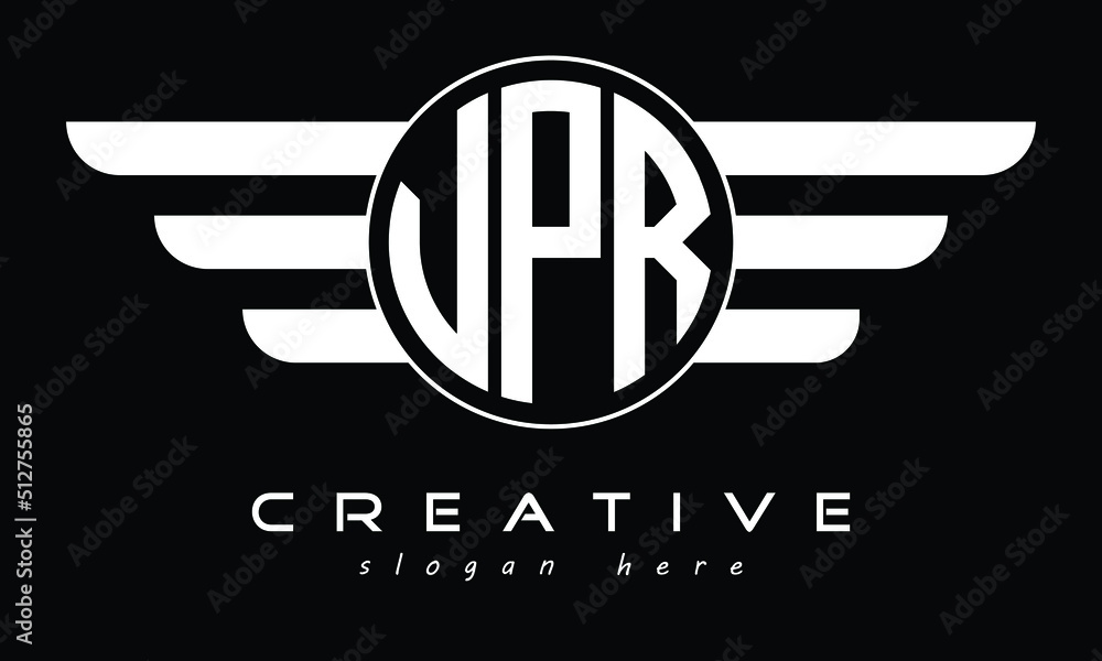 VPR three letter circle with wings logo design vector template ...