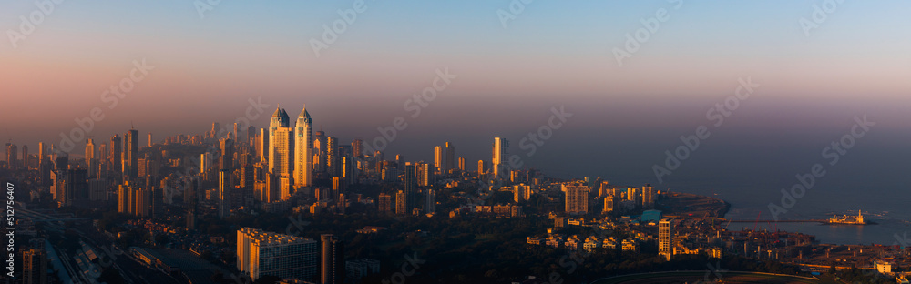 The glow of Mumbai at dawn. This is the skyline of Mumbai lit up by the ...