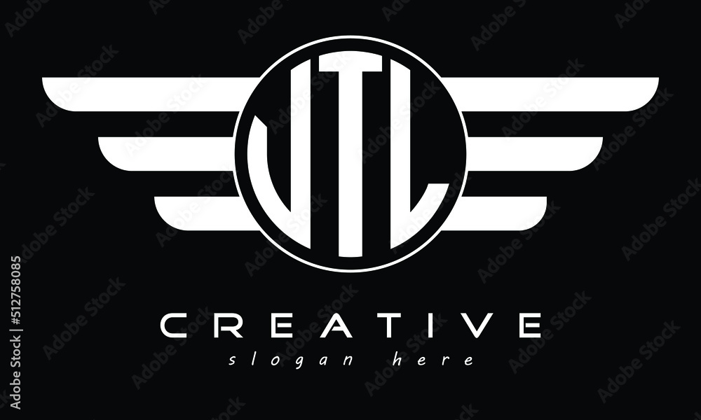 VTL three letter circle with wings logo design vector template ...