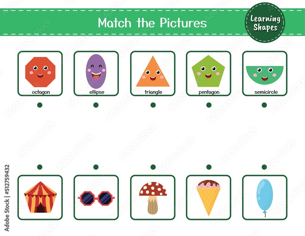 Match the shapes with objects game for kids. Learning shapes activity ...
