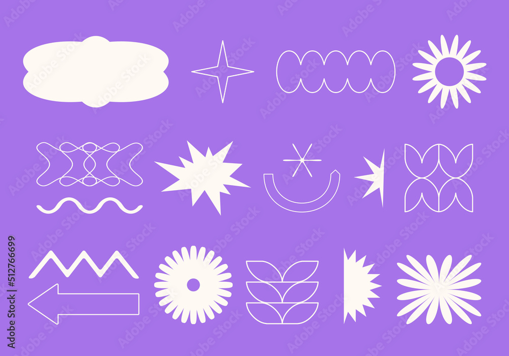 Vector set of simple geometric design elements in minimalist style ...