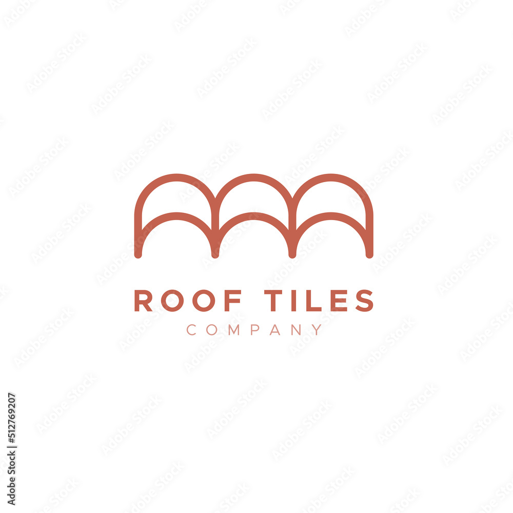 Roof tiles company logo. Roof construction and maintenance. Terracotta ...