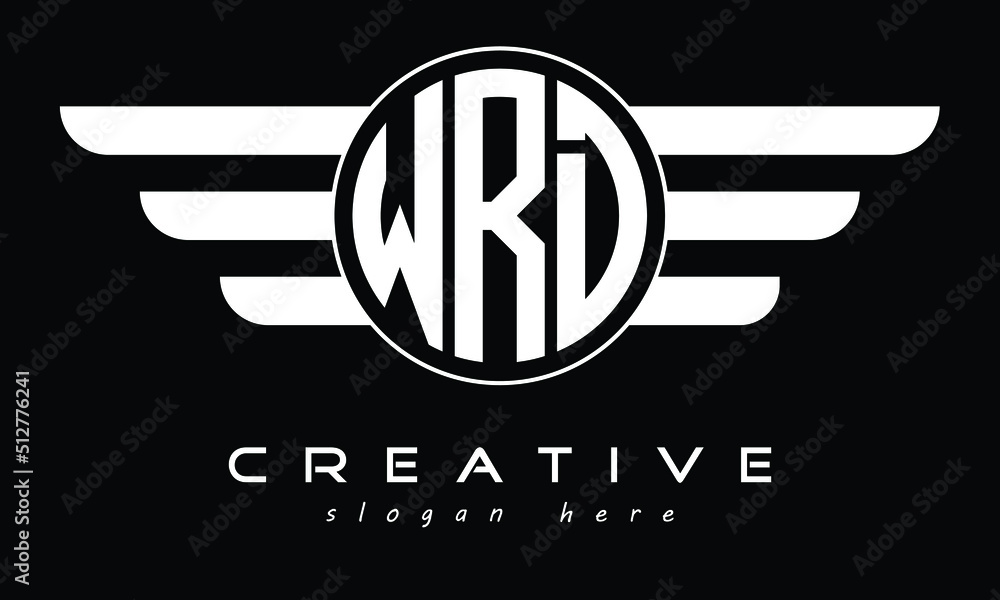 WRD three letter circle with wings logo design vector template ...