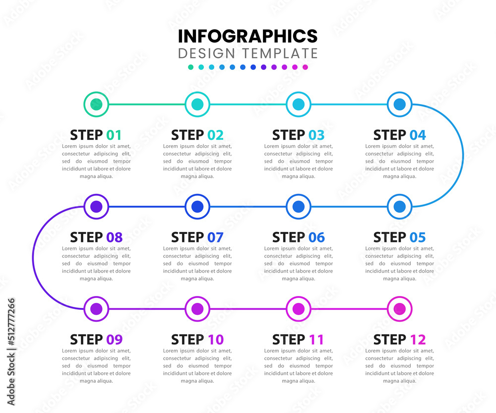Infographic template. Timeline with 12 steps. Vector Stock Vector ...