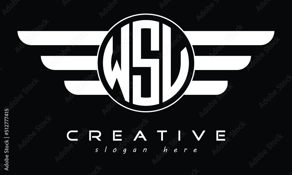 WSV three letter circle with wings logo design vector template ...