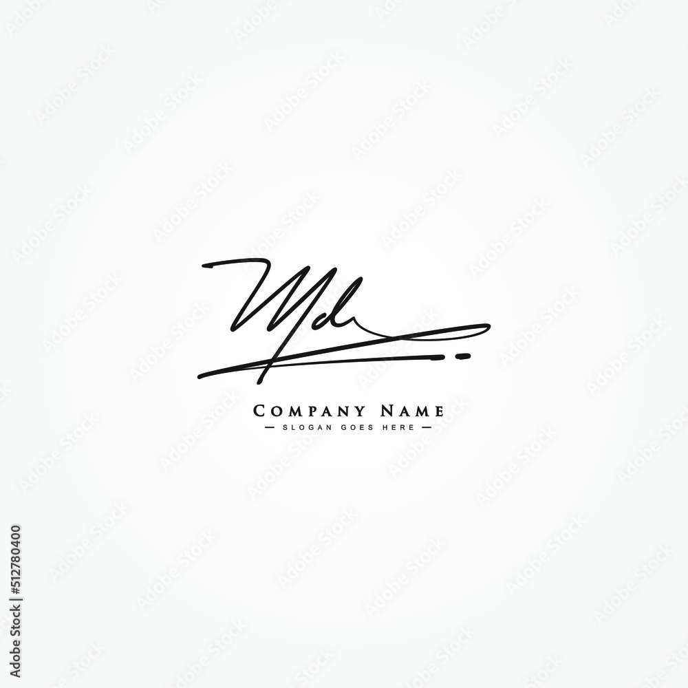 Initial Letter MD Logo - Handwritten Signature Style Logo Stock Vector ...