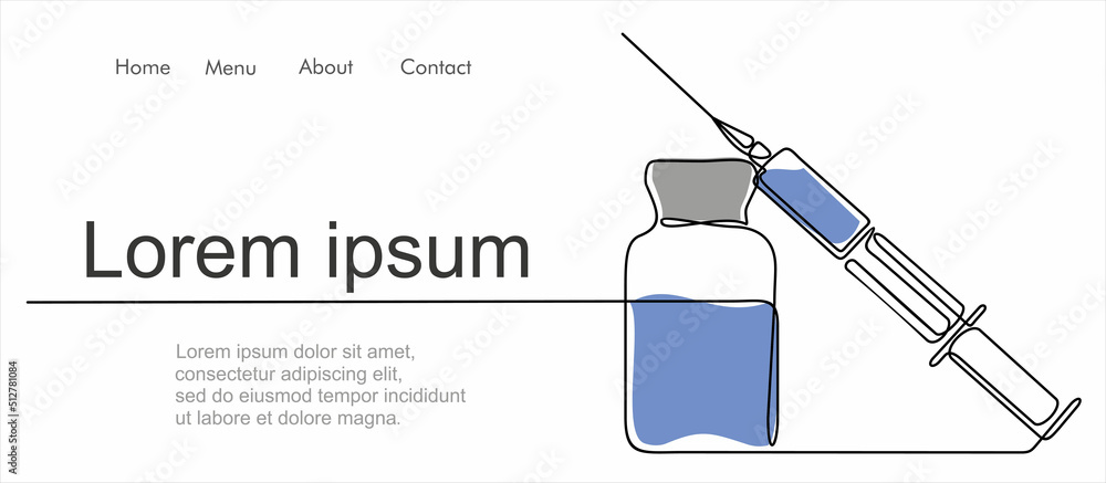 Vecteur Stock Medical syringe and bottle with liquid drug in continuous ...