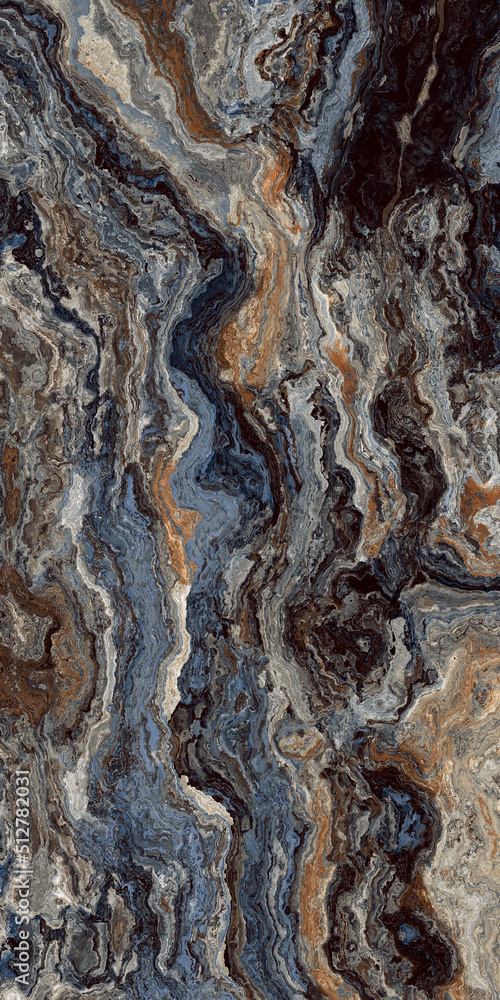 Blue marble and gold abstract background texture. Indigo ocean blue ...