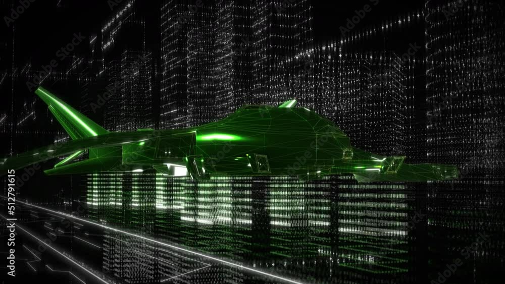 Energy plane from the future flying in cyberspace. The plane fueled by ...