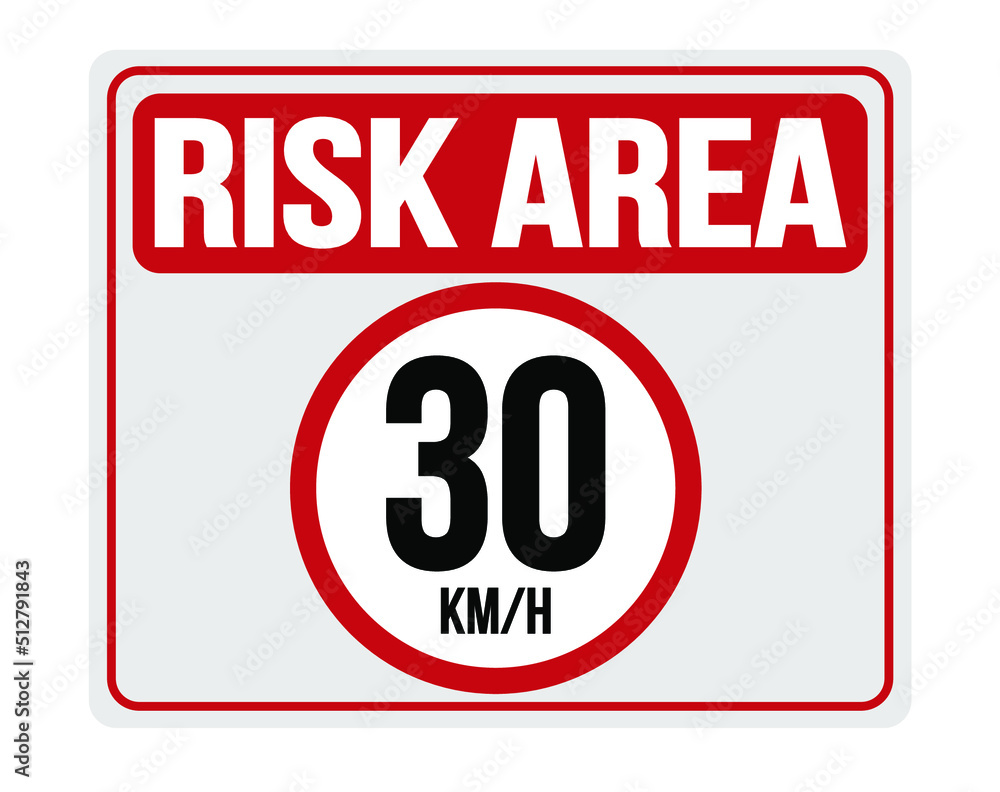 Risk area 30km/h limited speed. Respect the speed. Stock Vector | Adobe ...