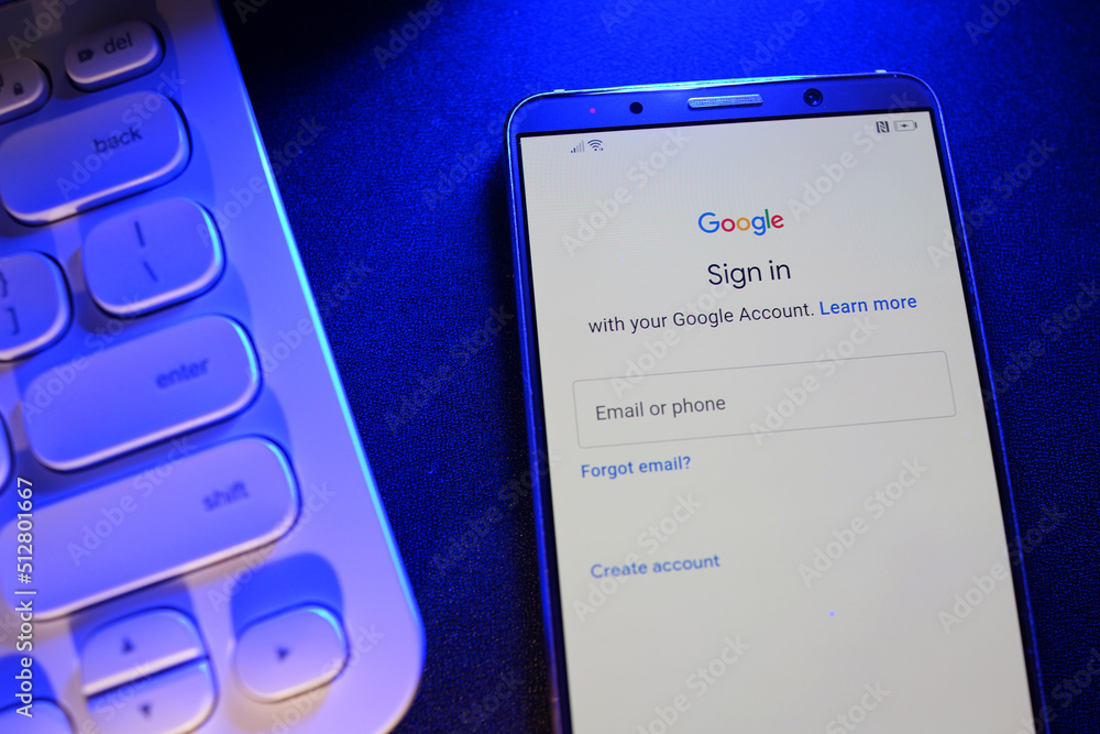 PENANG, MALAYSIA - 18 JUNE 2022: Google account sign in page on an ...