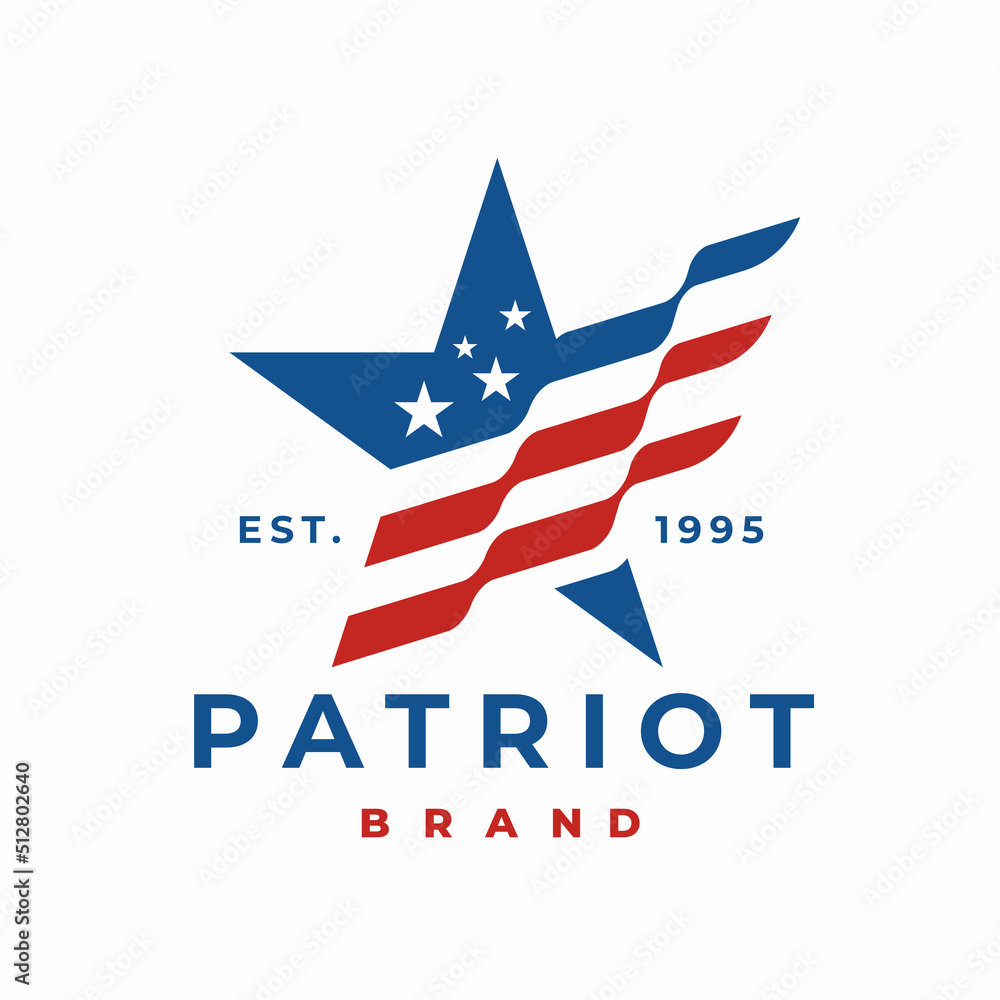 USA star logo. Abstract American flag icon. United States of America ...