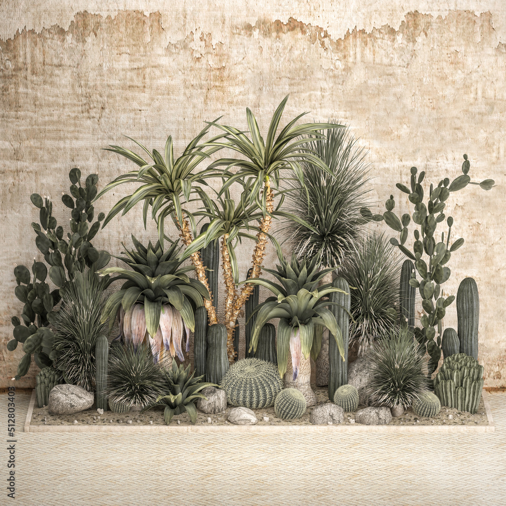 thickets of tropical desert plants Stock Illustration | Adobe Stock