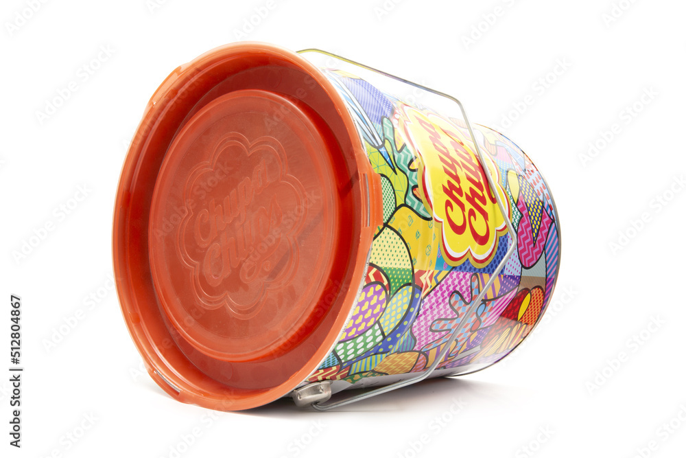 Chupa Chups bucket packaging isolated on white background - perspective ...