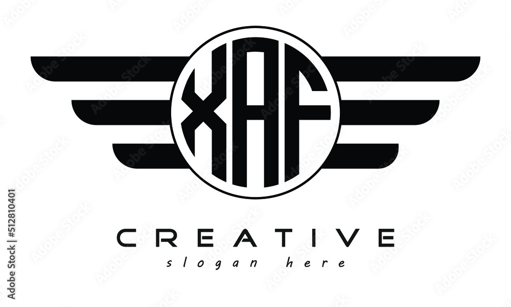 XAF three letter circle with wings logo design vector template ...