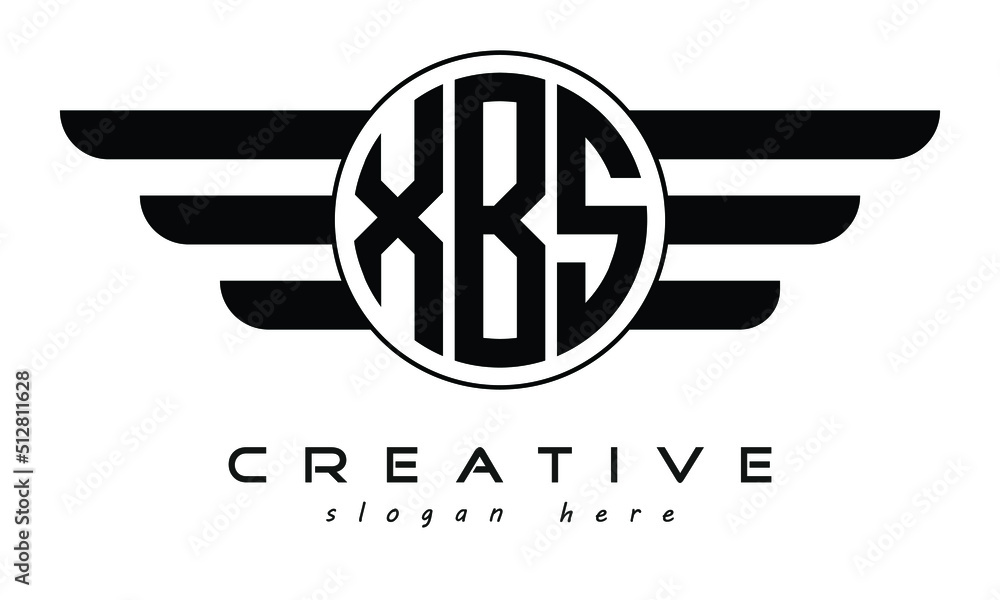 XBS three letter circle with wings logo design vector template ...