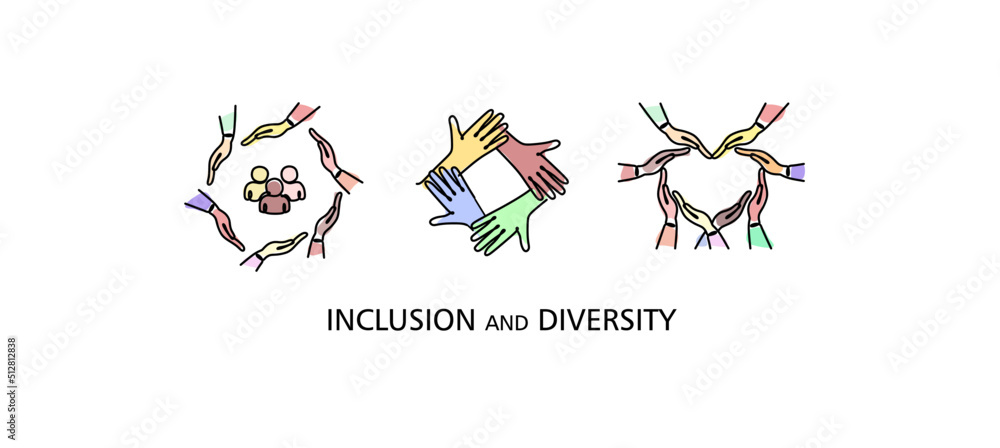 Diversity and inclusion logos set. Inclusive illustration for web ...