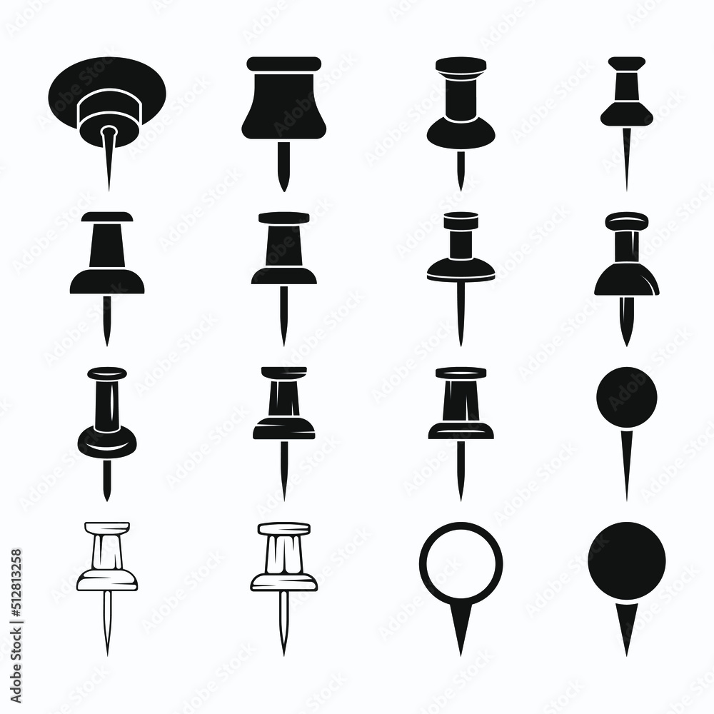 Push Pin Clip Art Black Color Huge Collection, Creative Concept And ...