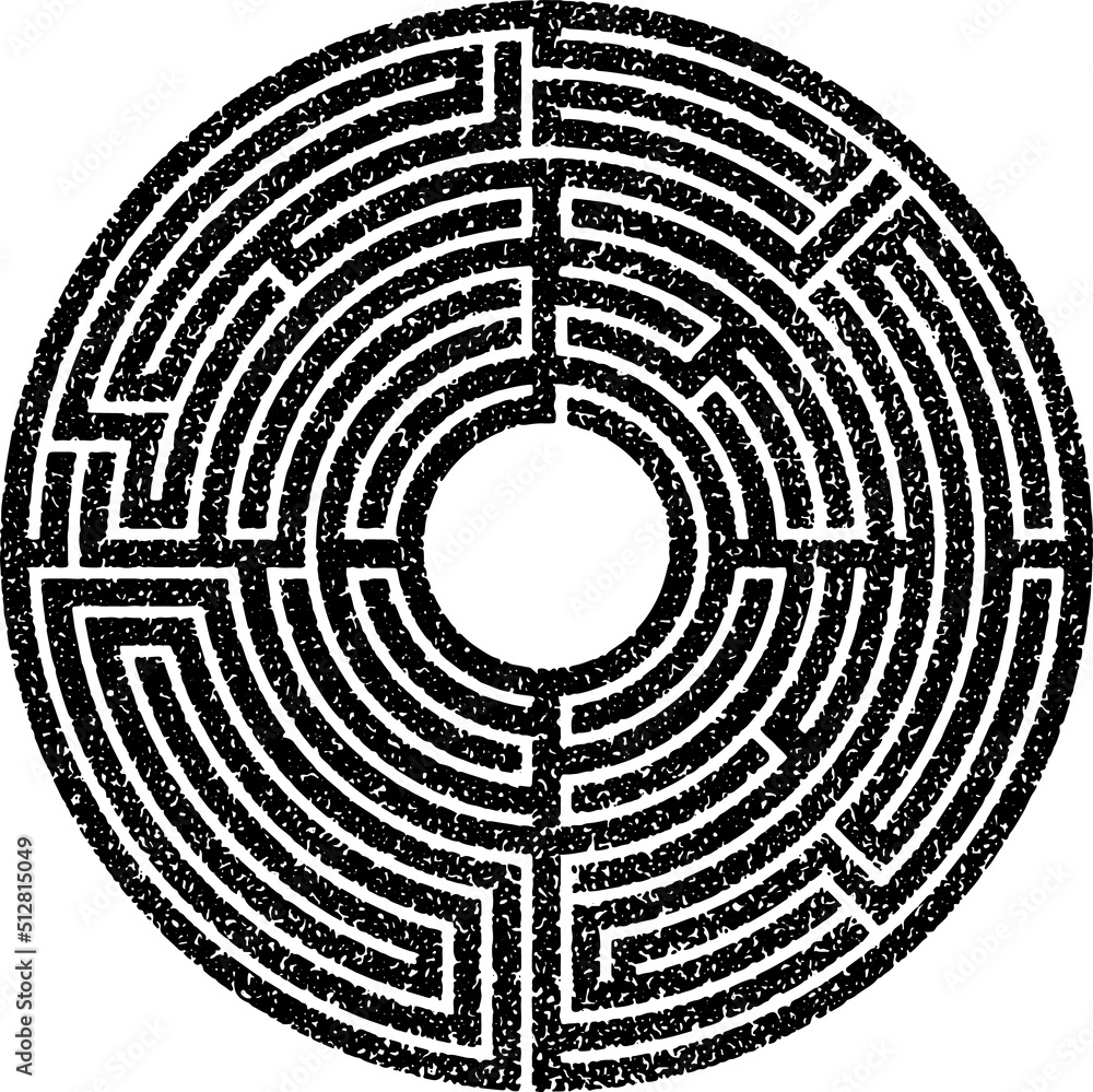 Circular labyrinth stamp texture Stock Illustration | Adobe Stock