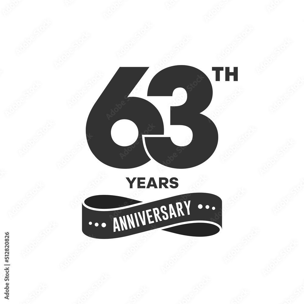63 years anniversary logo with black color for booklet, leaflet ...