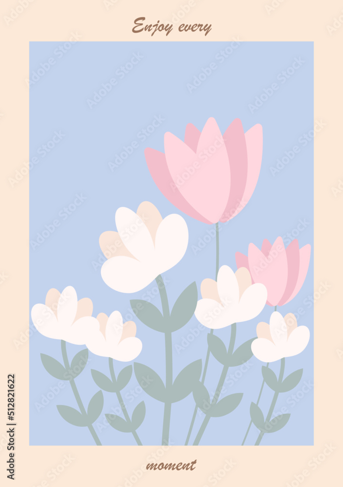 Flower market inspired poster for Gallery wall. Floral illustration ...
