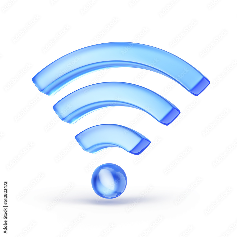 Wireless Network Symbol 3d icon - WiFi sign isolated on white - WI-Fi ...