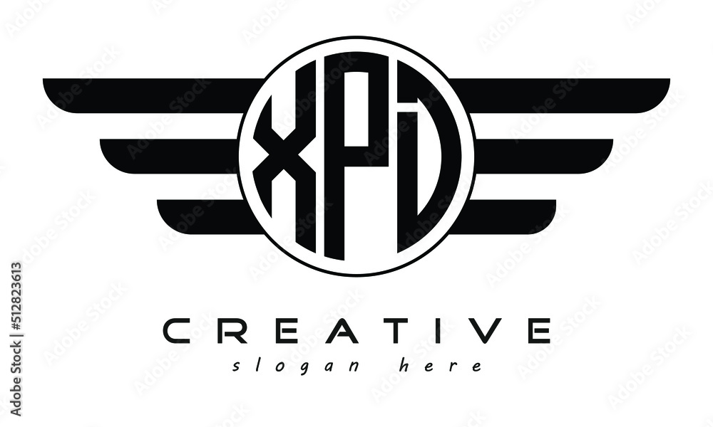 XPD three letter circle with wings logo design vector template ...