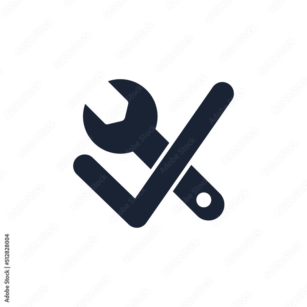 Locksmith key and tick. Capital repairs. Overhaul. Vector illustration ...