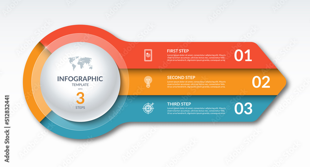 Infographic banner with 3 steps, options, parts. Can be used for ...