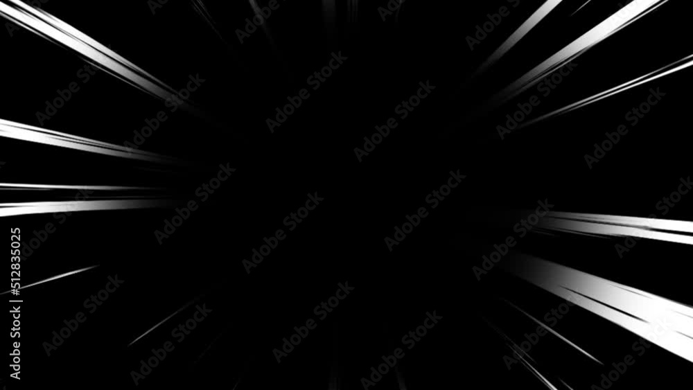 Anime speed line background animation on black. Radial Comic Light ...