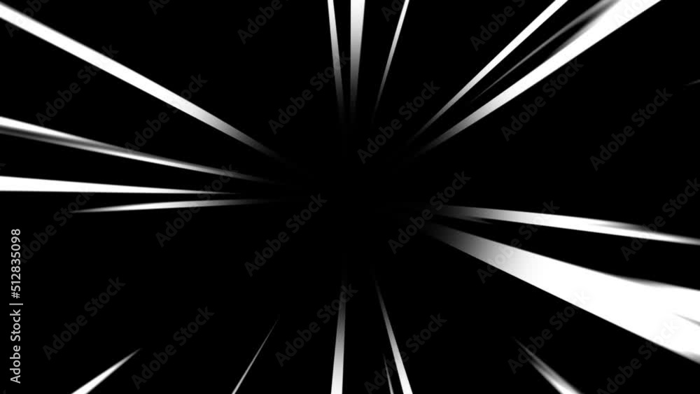 Anime speed line background animation on black. Radial Comic Light ...